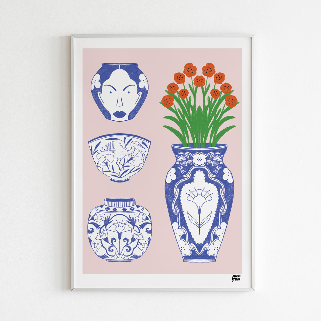 Blue China Ceramics 2 Art Print - Collective Memory