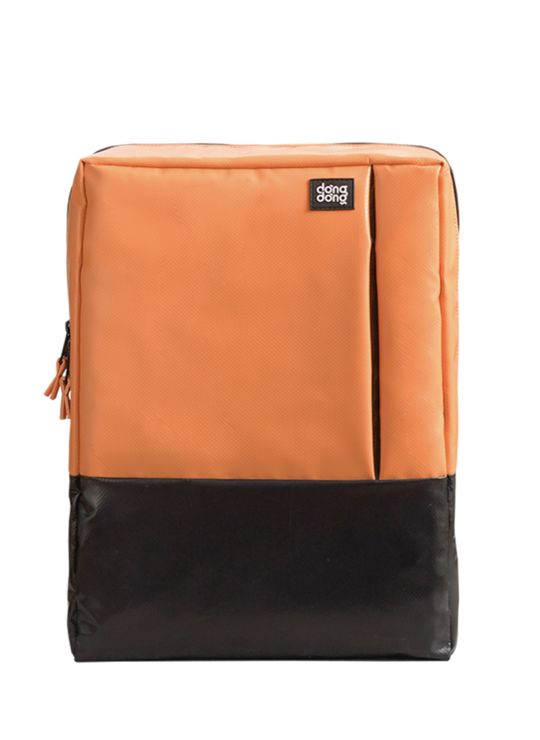 Recycled Backpack – Orange Black Color - Collective Memory